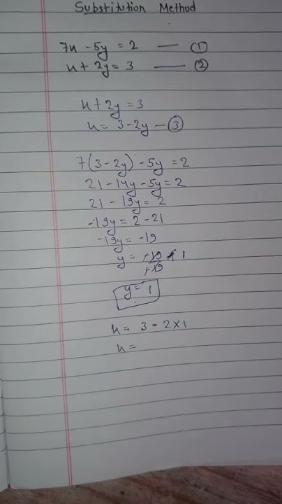 solve linear equation in two variable by substitution method - YouTube