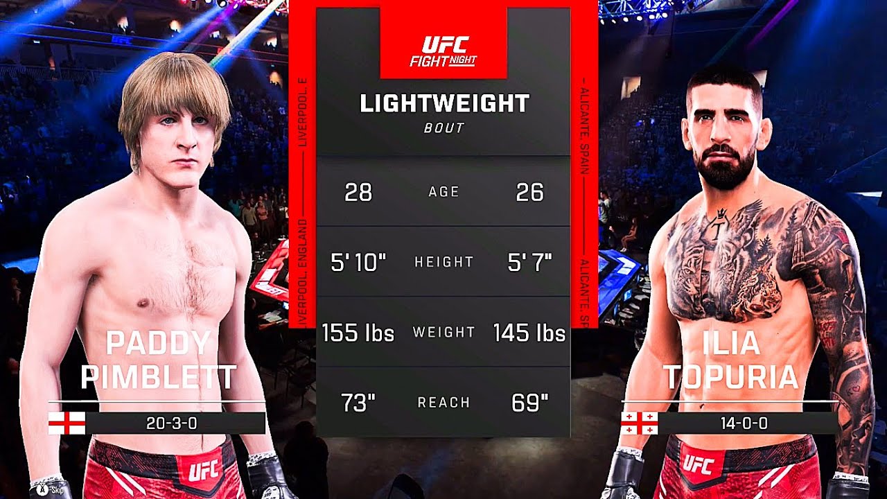 Paddy 'The Baddy' Pimblett vs Ilia Topuria FULL FIGHT - UFC 5 AI ...
