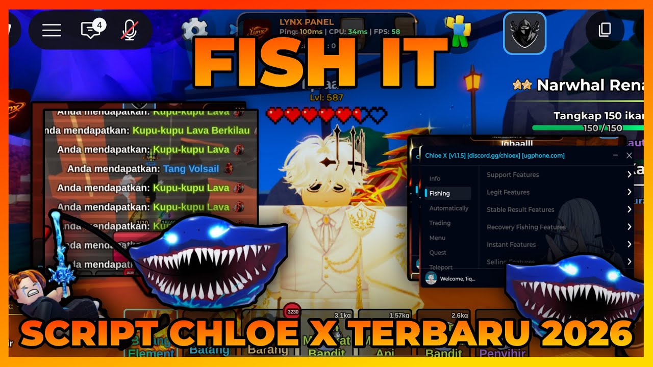 FISH IT Script 2026 CHLOE X TERBARU, 50X SPEED FISHING, INSTANT ...