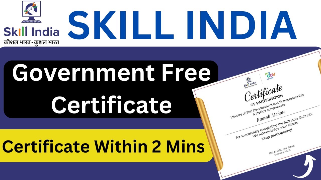 Skill India Free Certificate | Government Certificate | Govt ...