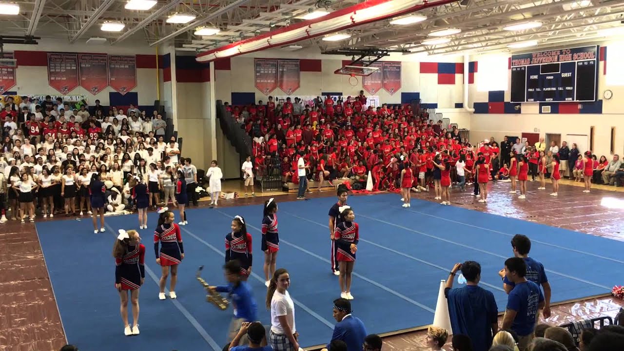 TJHSST 2015 Homecoming Pep Rally - Varsity Cheerleaders - YouTube