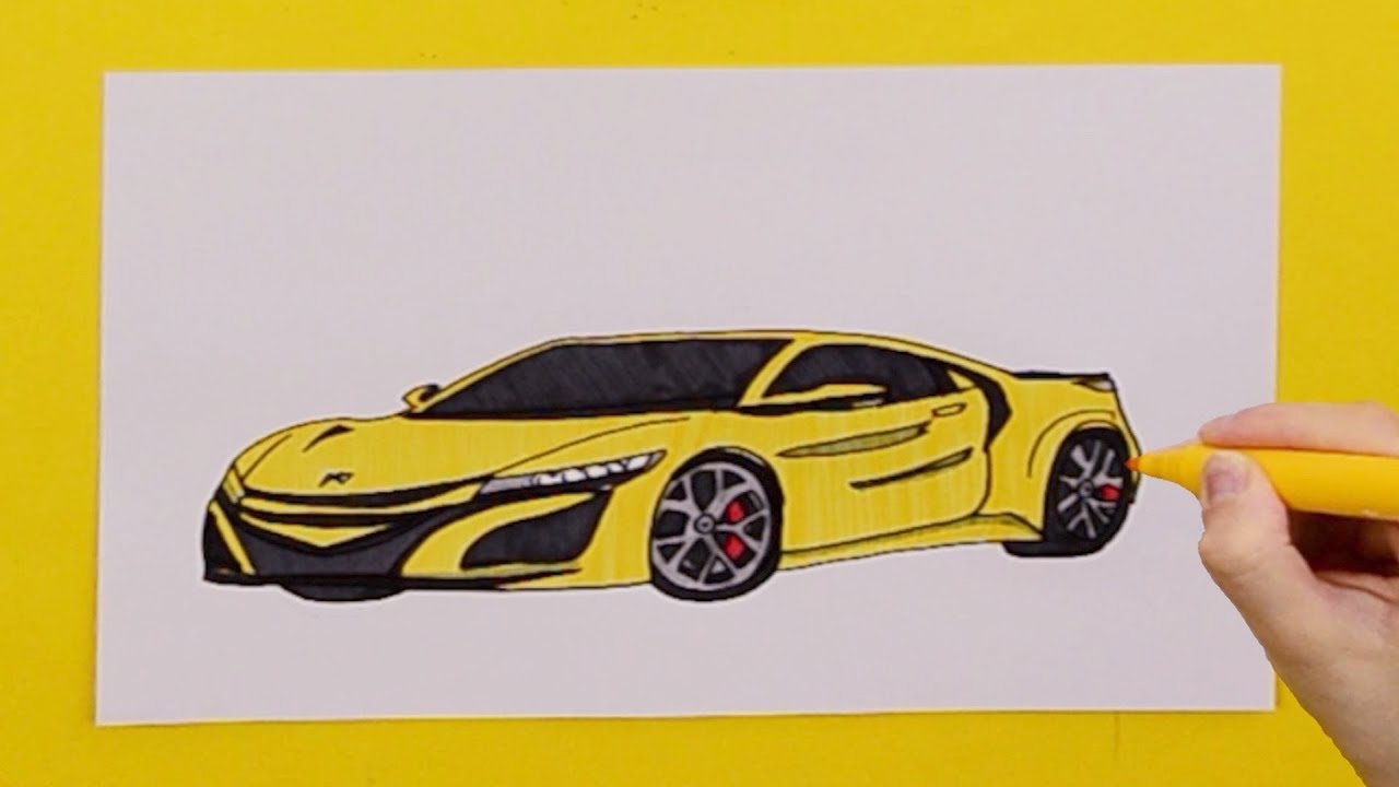 How to draw Acura NSX sports car - YouTube