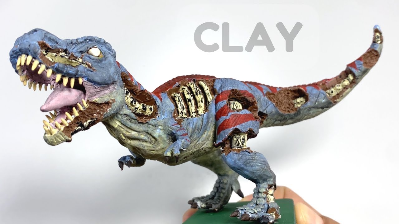 How to make a ZOMBIE T-REX with plasticine or clay in steps - My Clay ...