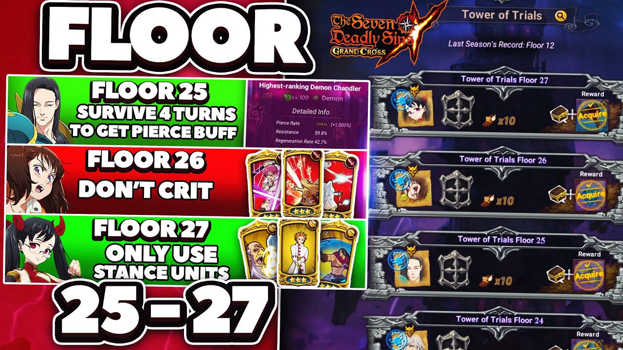 TOWER OF TRIALS FLOOR 25-27 FULL GLOBAL GUIDE! | Seven Deadly Sins ...