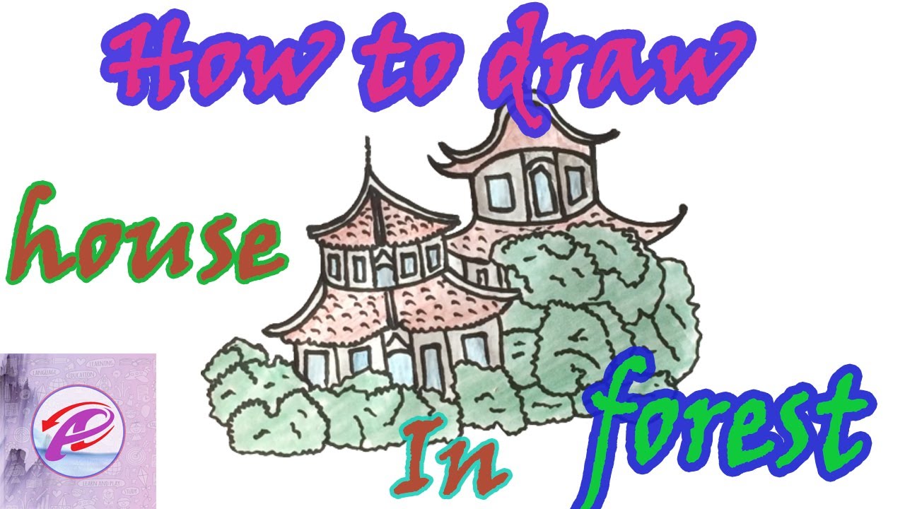 How to draw house in forest step by step easy and easy !!! - YouTube