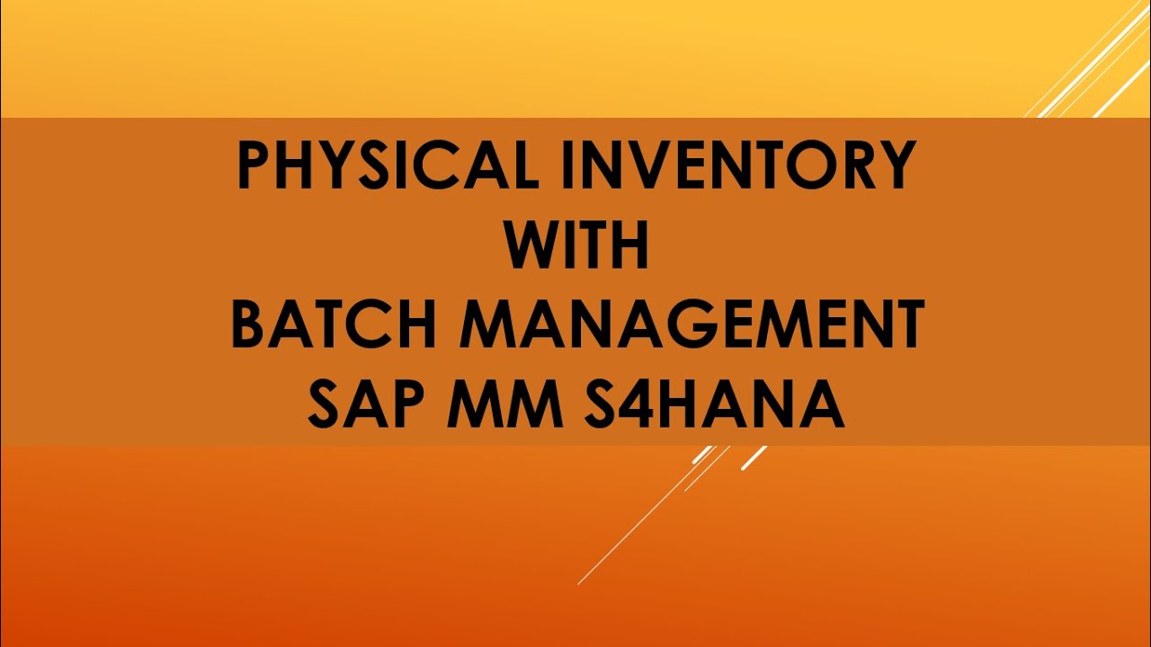 Physical Inventory with Batch Management in SAP MM | inventory count with batch management in ...