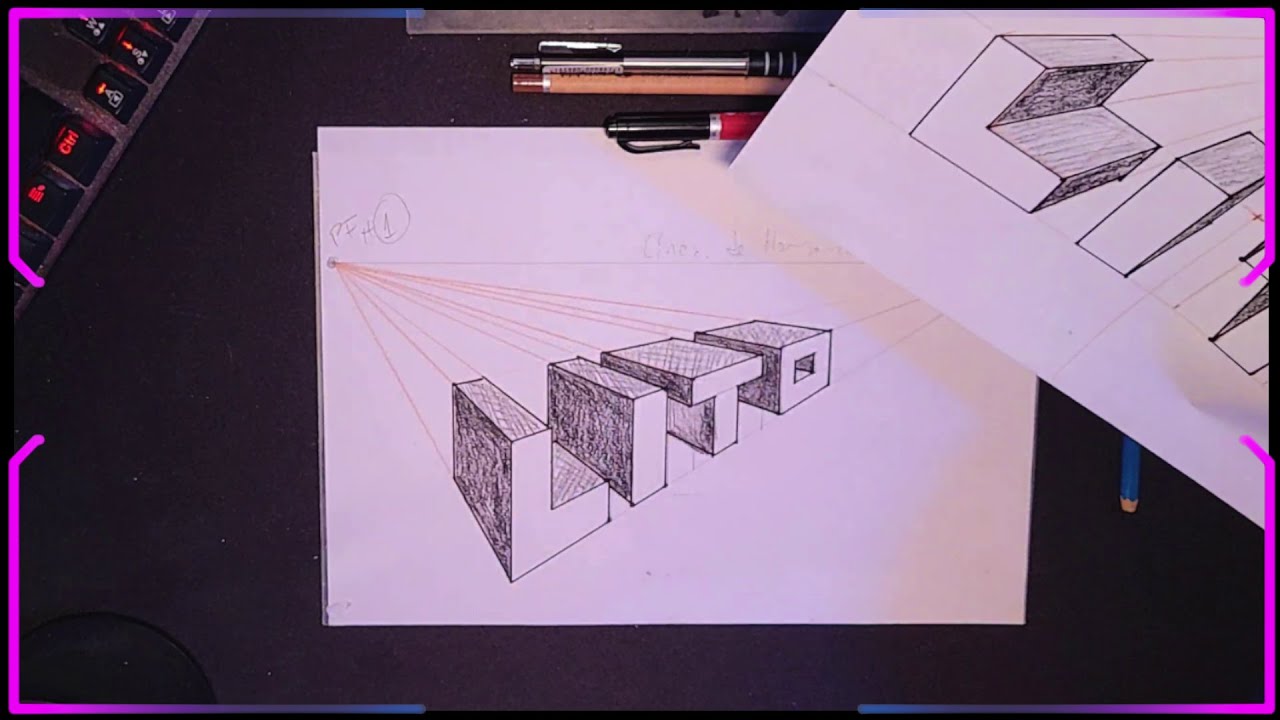 Perspectiva con 2 puntos de Fuga Letras 3D - Clases de arte. - YouTube