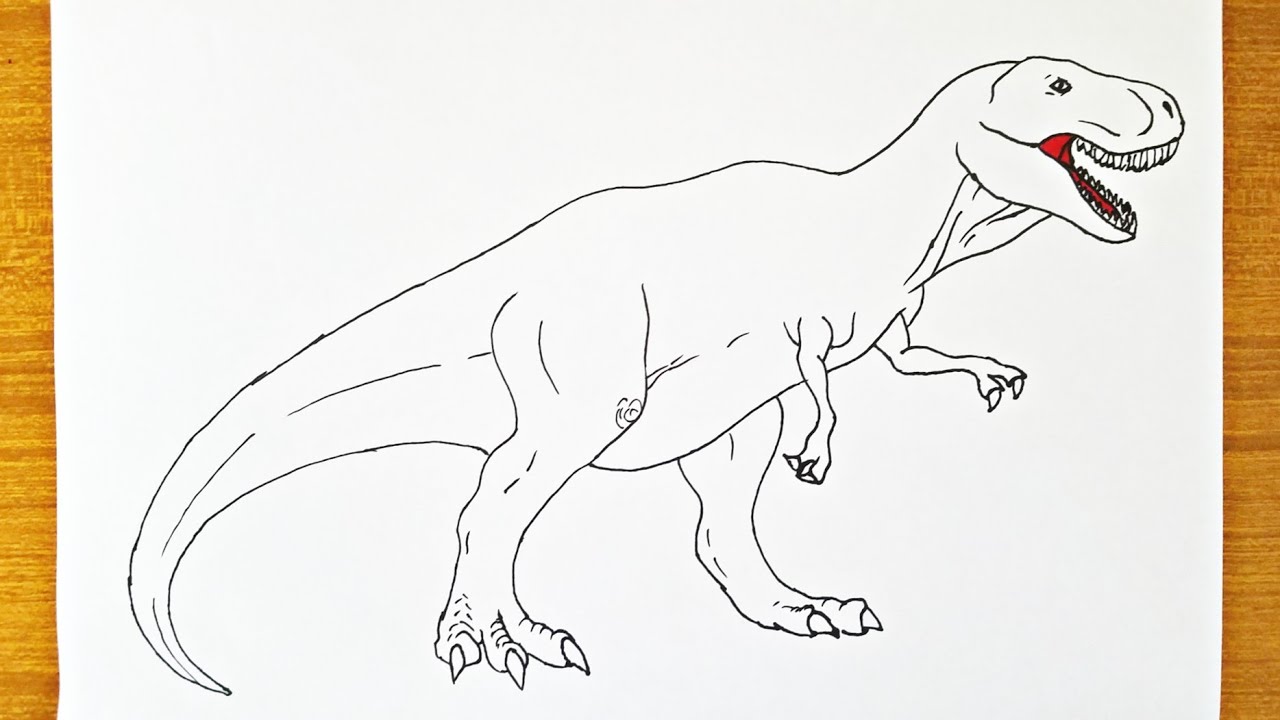 كيفية رسم ديناصور سهل How To Draw T Rex Dinosaur Youtube