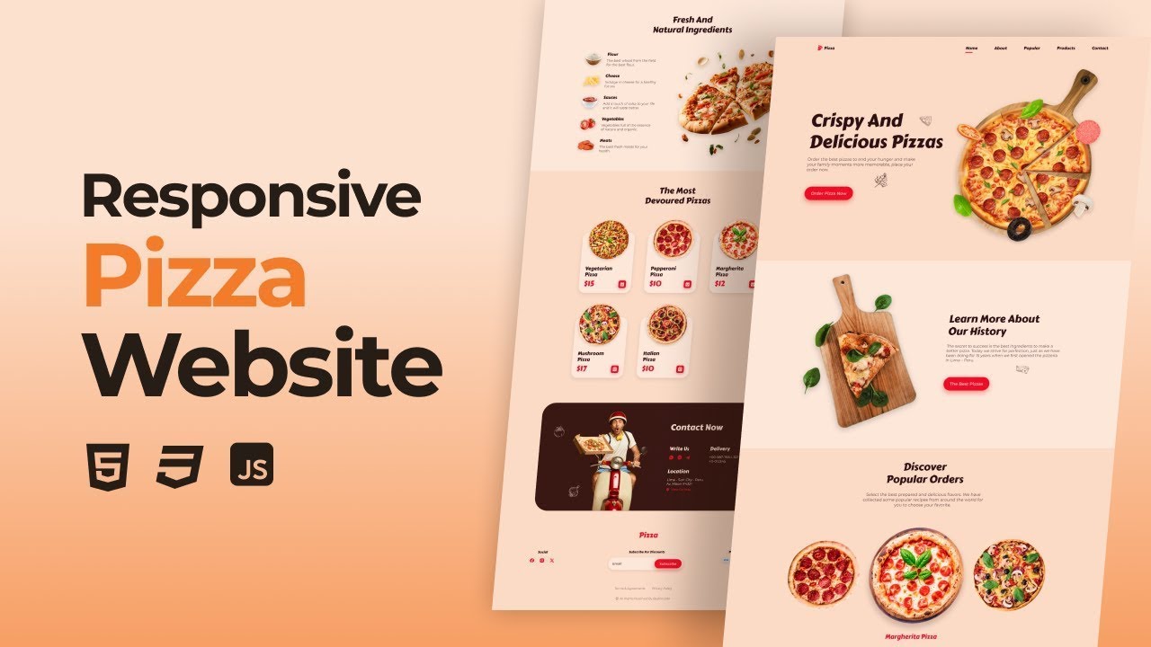 Responsive Pizza Website Using Html Css And Javascript Coding Htmlcss 5947