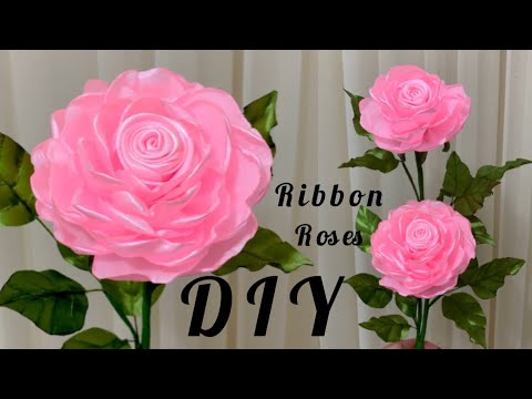 DIY Satin Ribbon Flowers /How to make rose with satin ribbon easy /rose ...