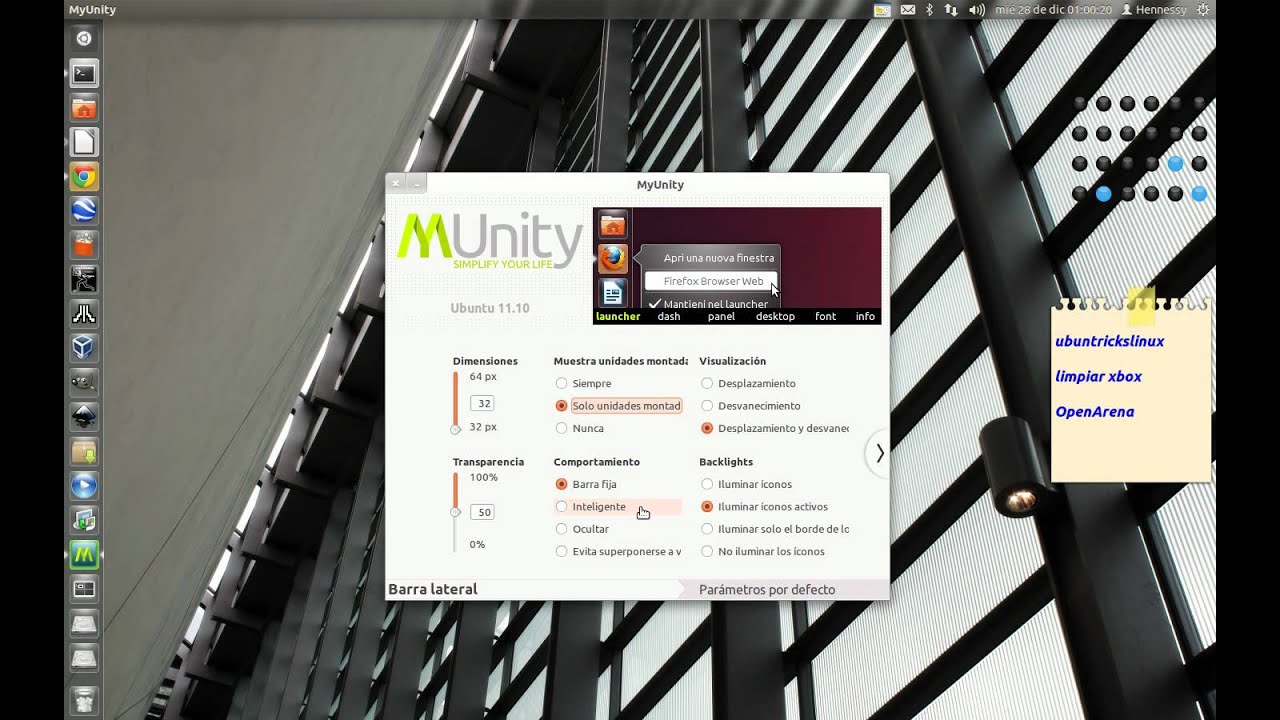 Instalar MyUnity en Ubuntu 11.10 - YouTube