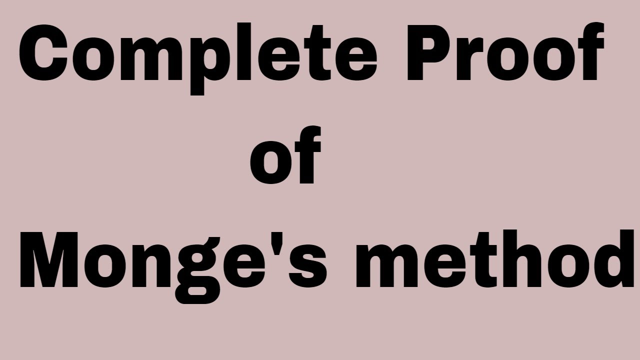 Monge's method proof in hindi , Monge's method proof | monge's method ...