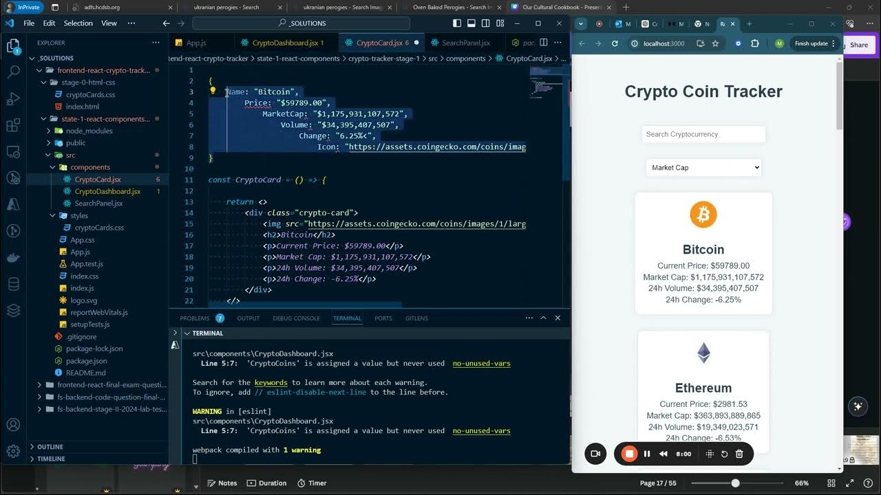 Crypto Coin Tracker - Step 2 - React Component State - YouTube