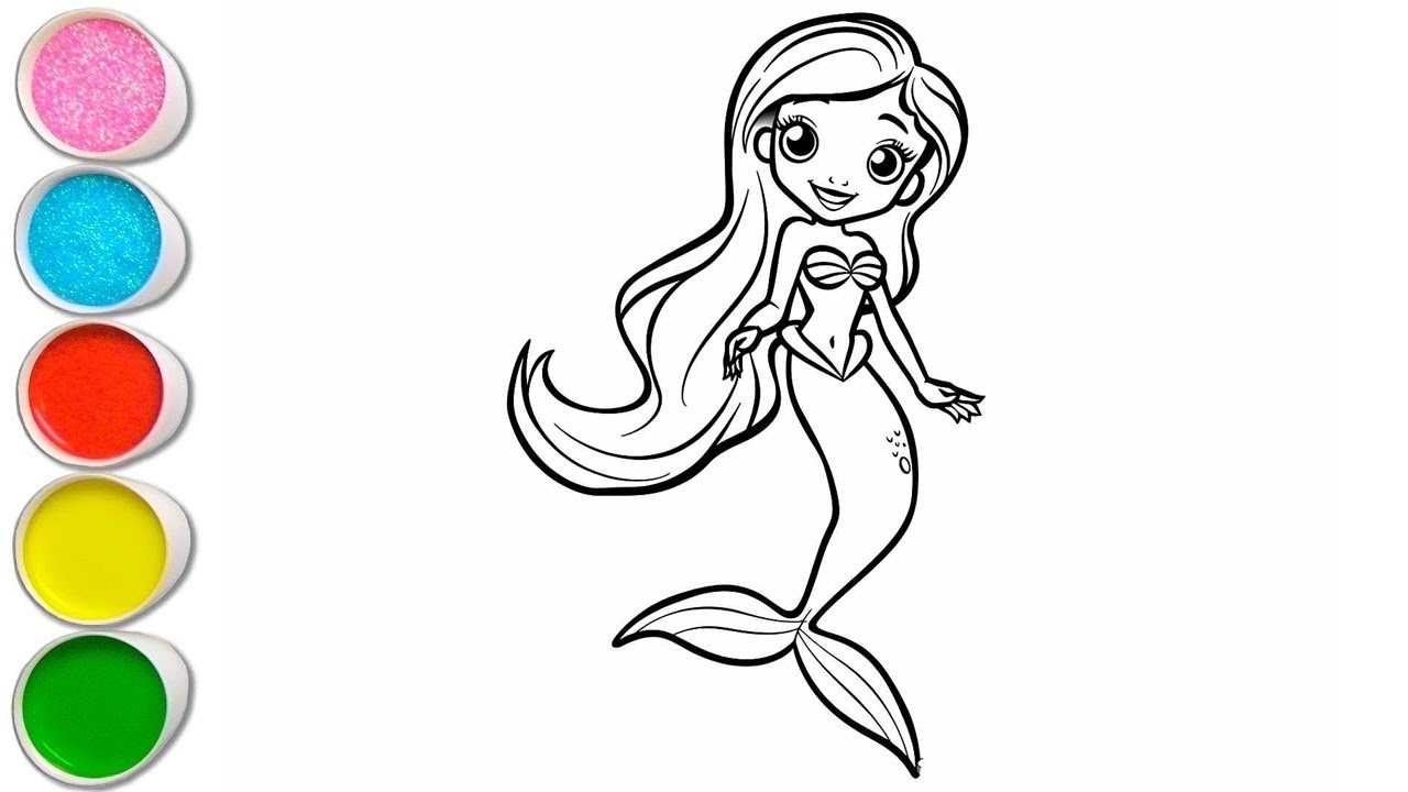 Colorful Mermaid Drawing for kids, Painting & Coloring for kids ...