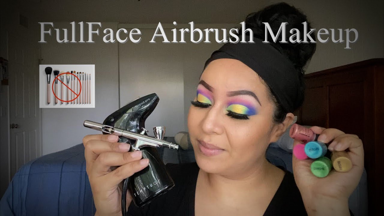 How To Airbrush A Colorful Look Only Using Airbrush Makeup - YouTube