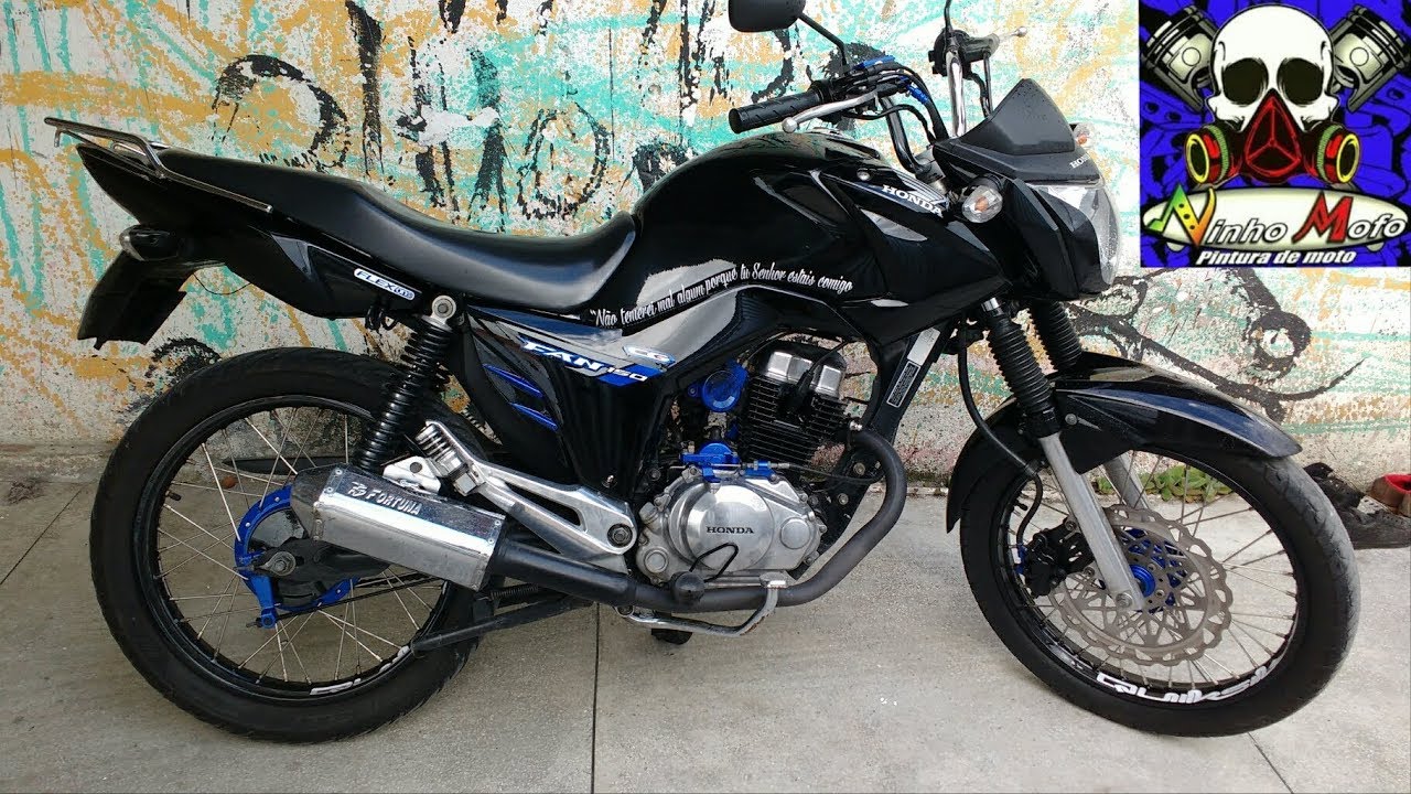 Moto Cg Fan 150 Pintura Personalizada detalhes azuis e preto | NiNHO ...
