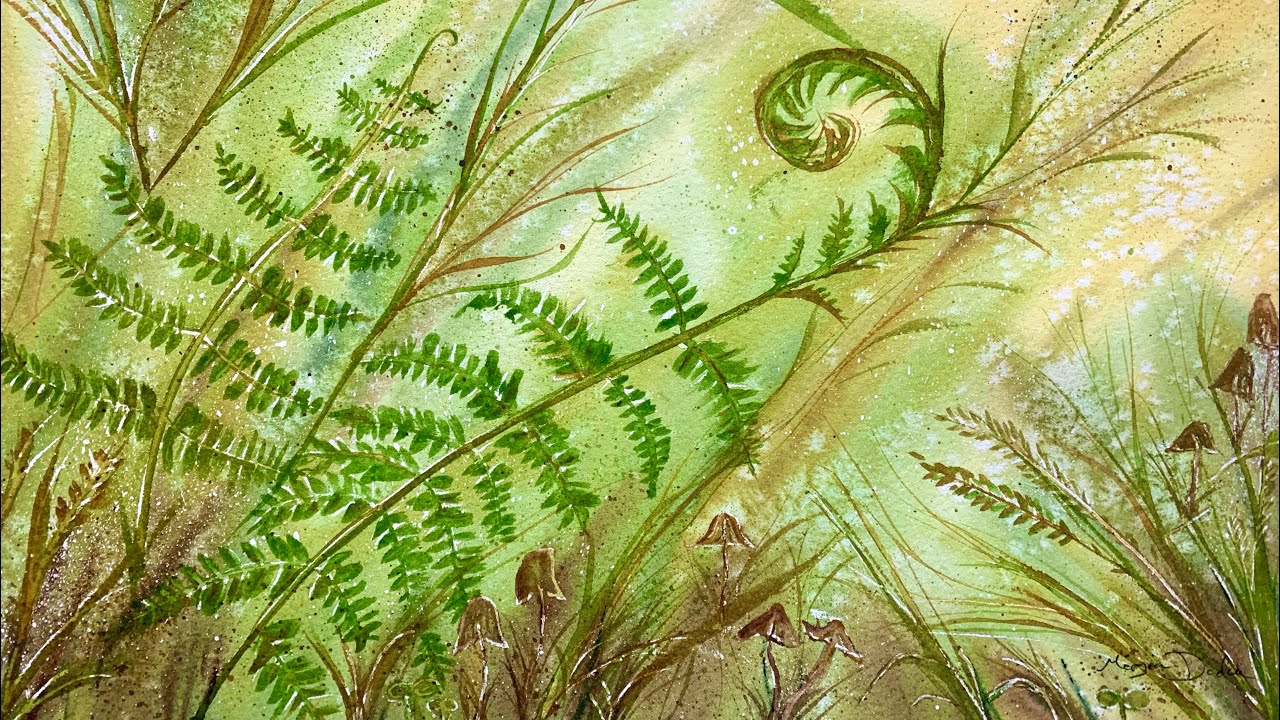 Ferns & Forest Floor Beautiful Watercolour Tutorial, with Masking Fluid ...