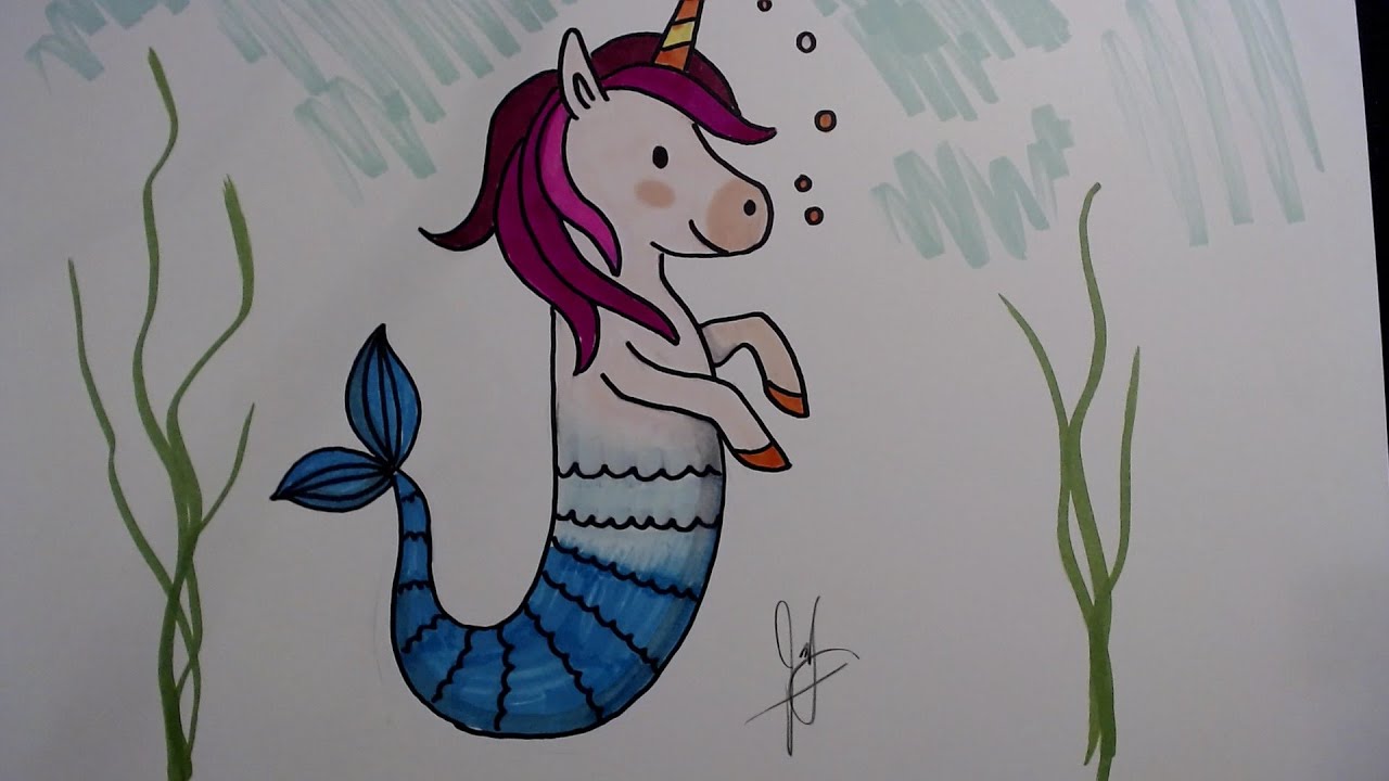 how to draw a mermicorn - YouTube