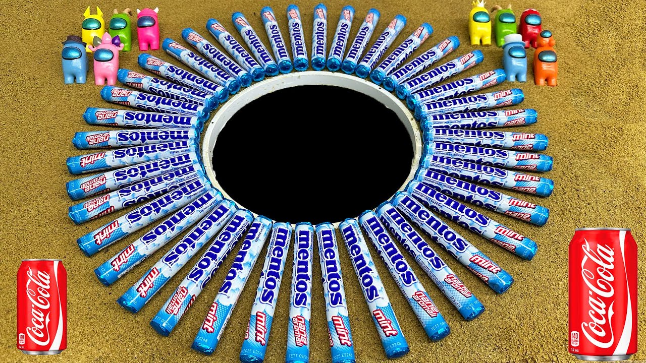 Experiment in the Sand Among US vs Coca Cola,Pepsi,Fanta,sprite,Mentos ...