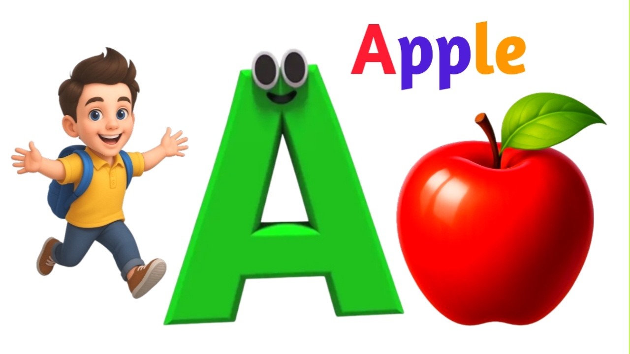 A for Apple 🍎 ABC Phonics Song 🎶 ABCD Alphabet Rhymes for Kids ...