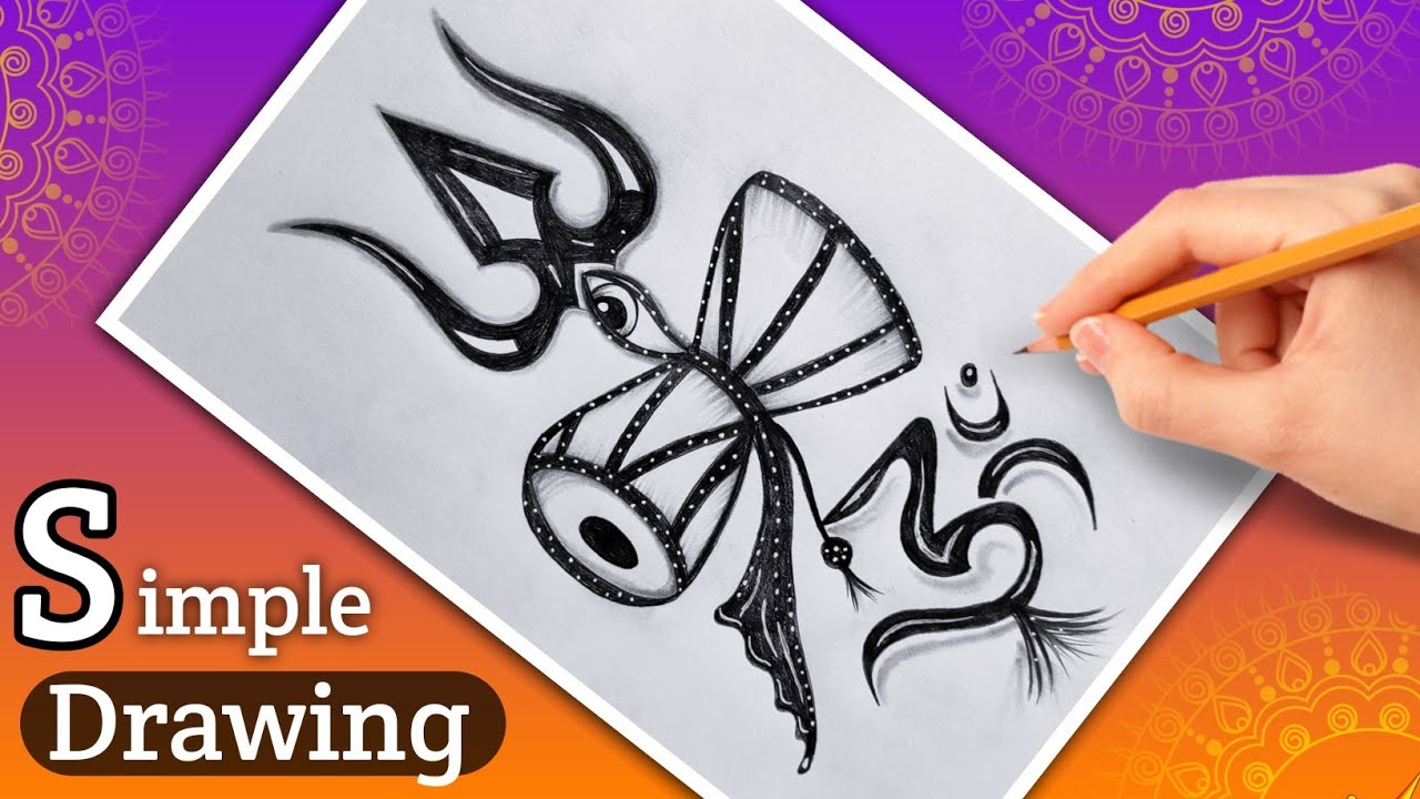 Mahadev Trishul Drawing | Easy | Drawing | Trick | Pencil | Drawing ...