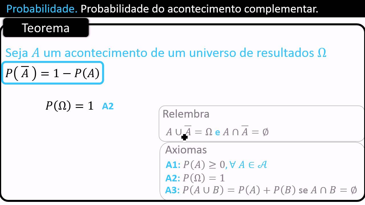 Probabilidade Acontecimento Contrário ou Complementar - YouTube