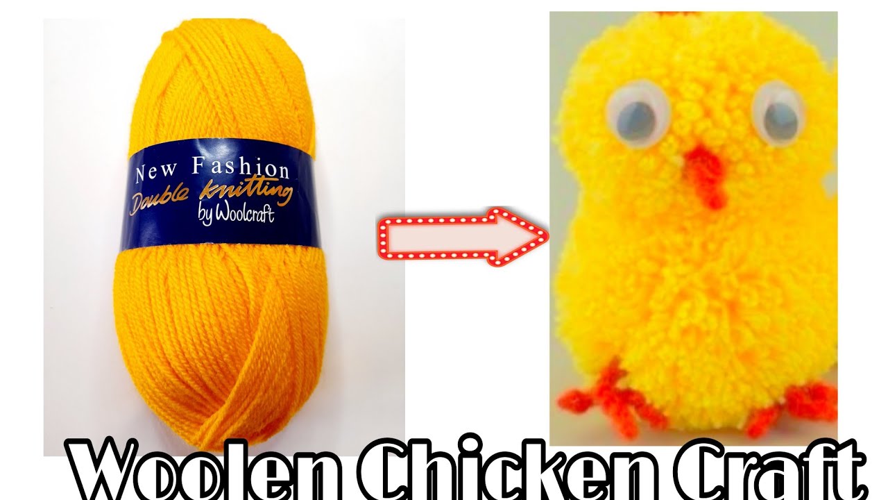 Super Easy Pom Pom Chicken Craft & Diy || Woolen Chicken craft With ...