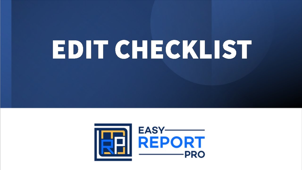 Reports - Edit Checklist - YouTube