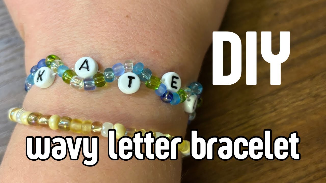 How to make a wavy beaded letter bracelet - easy bracelet tutorial for ...