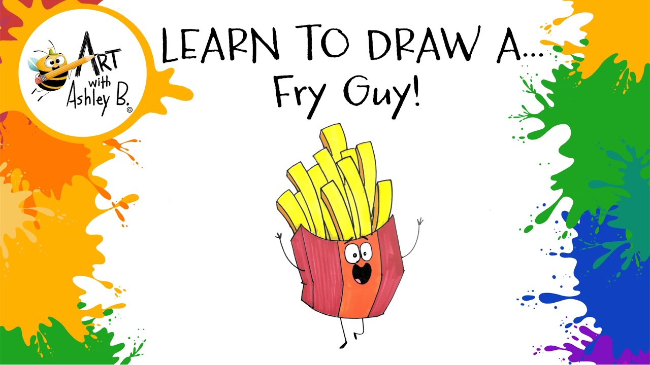 How to Draw a Happy French Fry Character | Easy Guided Drawing for Kids ...