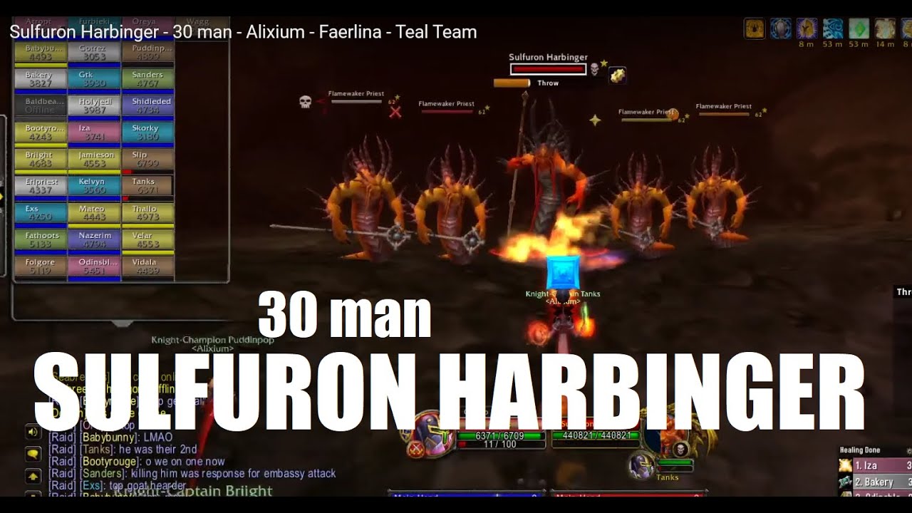 Molten Core - Main Tank View - Sulfuron Harbinger - 30 man - YouTube