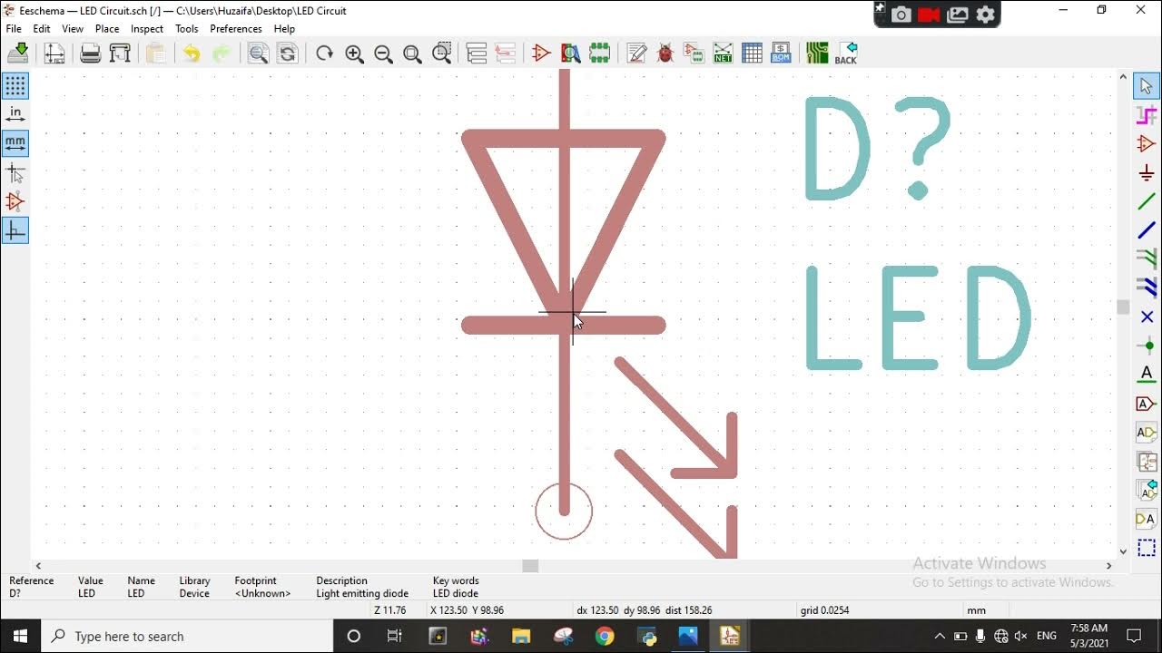 Creating Schematic of LED Circuit | KiCad PCB Designing Course | Part ...