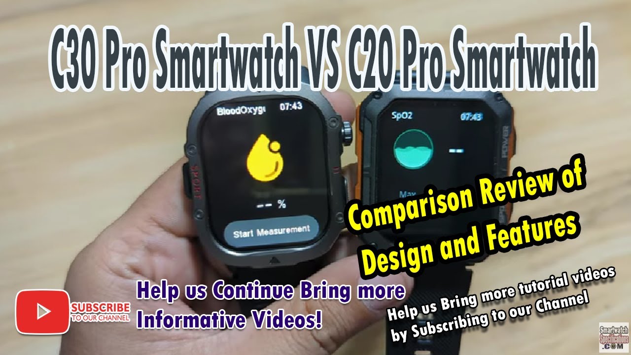 C30 Pro Smartwatch VS C20 Pro Smartwatch - Comparison Review of Design ...