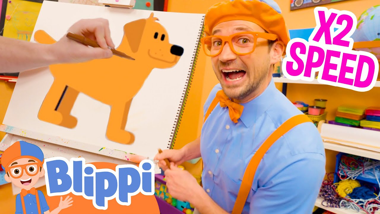 Learn To Draw A Dog With Blippi! 🐶 | Art for Kids | Drawing Videos for ...