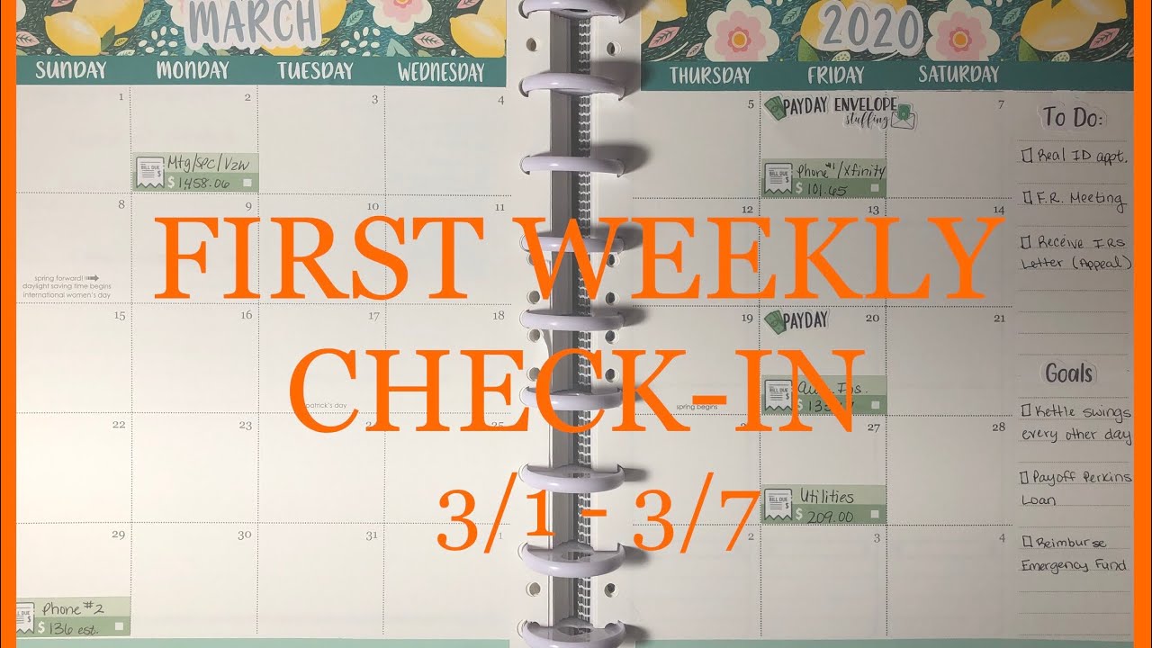 FIRST WEEKLY CHECK-IN | MARCH 2020 - YouTube