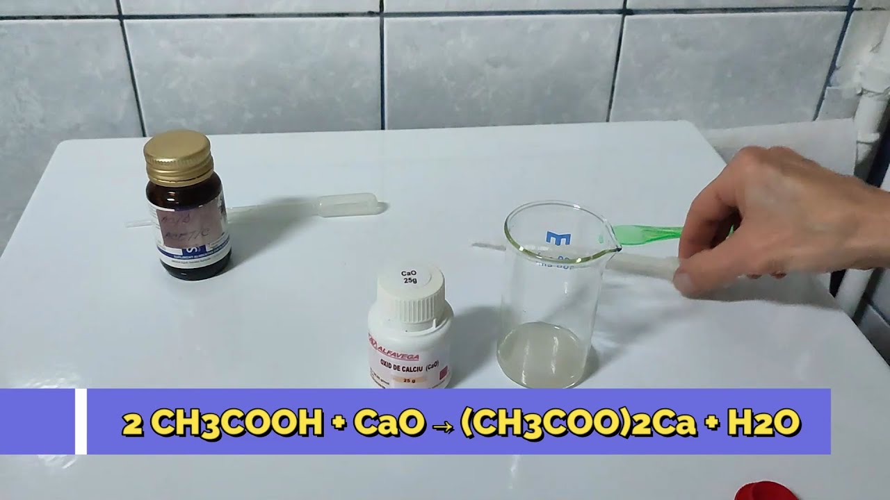 Reacția acidului acetic cu oxid de calciu - YouTube