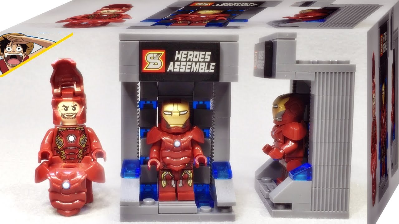 SY 짝퉁 레고 아이언맨 마크 45 슈트보관함 미니피규어 조립 리뷰 Lego knockoff iron man mark 45 ...