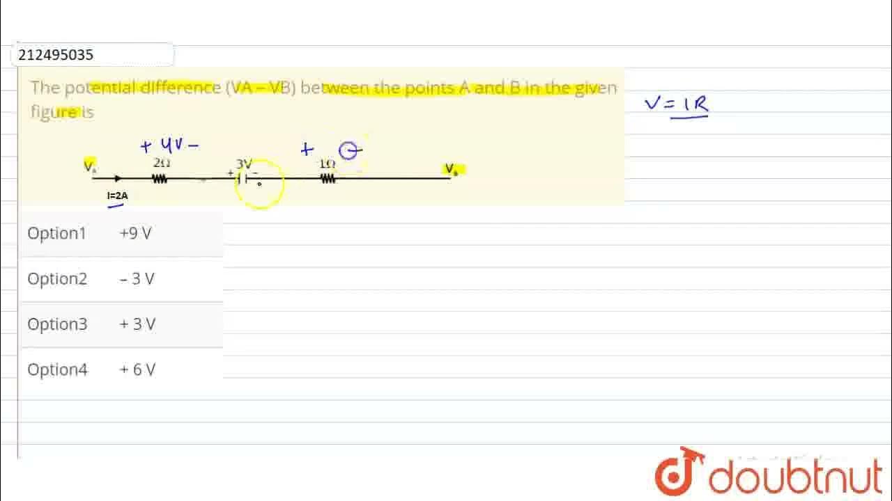 The potential difference (VA – VB) between the points A and B in the given figure is | CLASS 1 ...