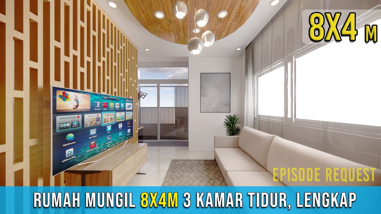 Desain Rumah 8x4 Meter | 2 Lantai 3 Kamar Tidur | Compact Fungsional ...