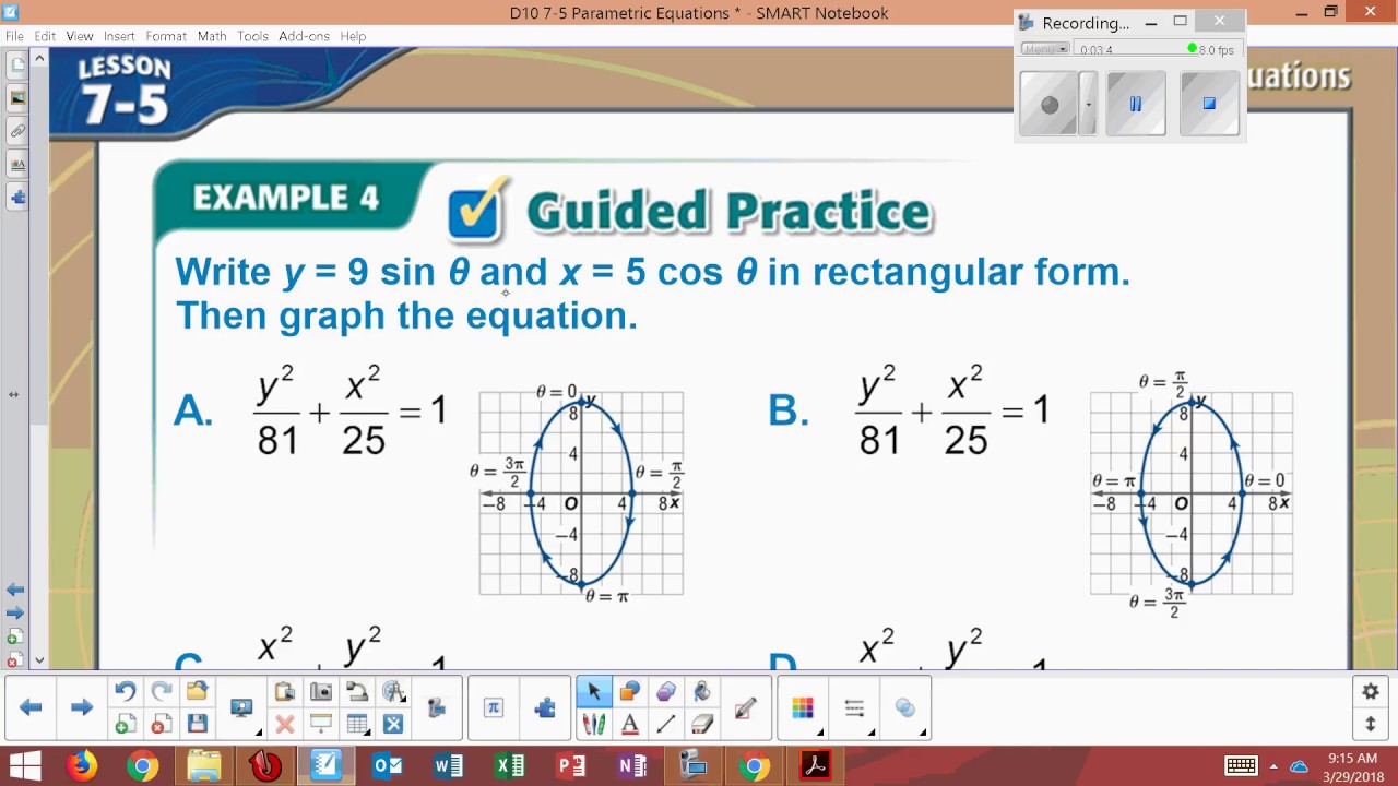 7-5 Example 4 Rectangular Form with Theta as Parameter - YouTube