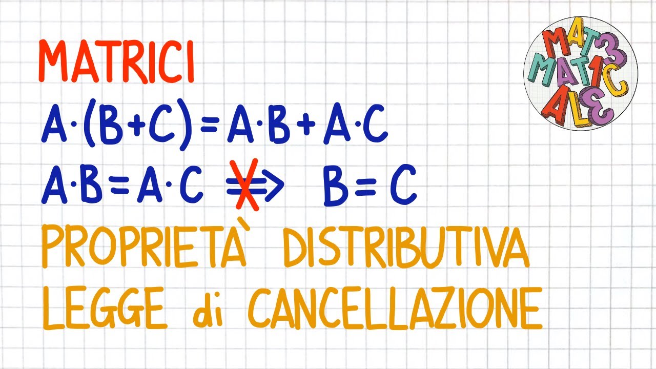 MATRICI - proprietà distributiva e legge di cancellazione _ MT30 - YouTube