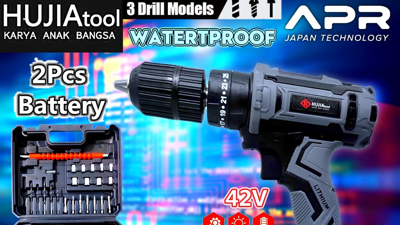 merk mesin bor cordless terbaik di Indonesia HUJIA type 42v 13mm ...