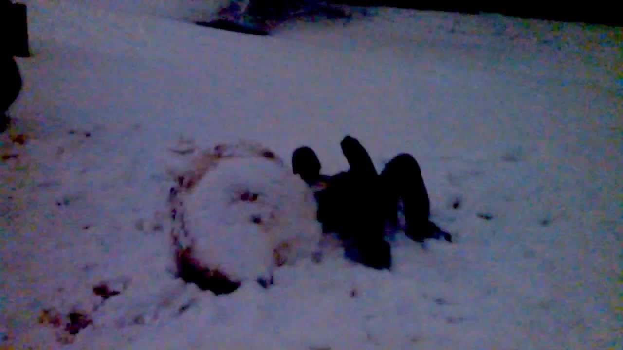 Josh tackles the snowman - YouTube