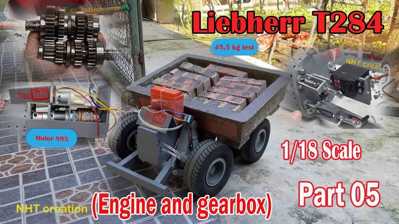Homemade engine and gearbox from PVC, Liebherr T284, scale 1/18 | Part ...