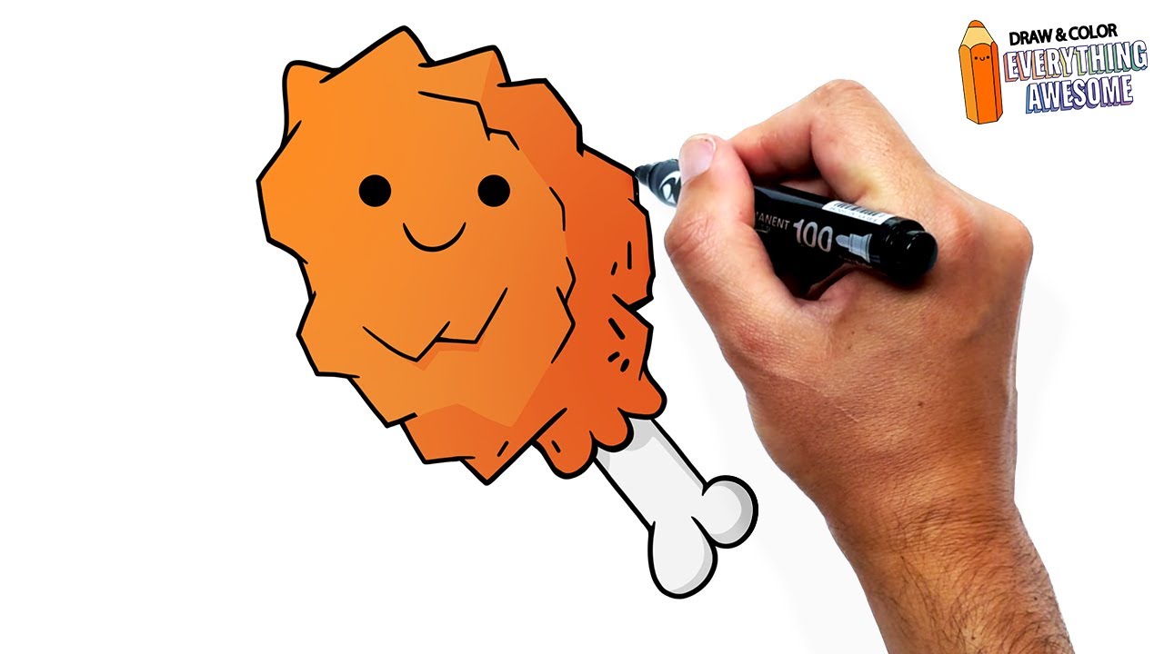 HOW TO DRAW: A HAPPY FRIED CHICKEN - YouTube
