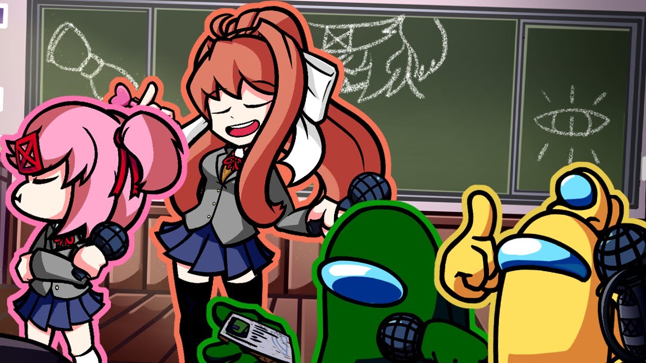 Monika & Natsuki vs Yellow & Green Crewmate (Hot Air Balloon x Sussus ...