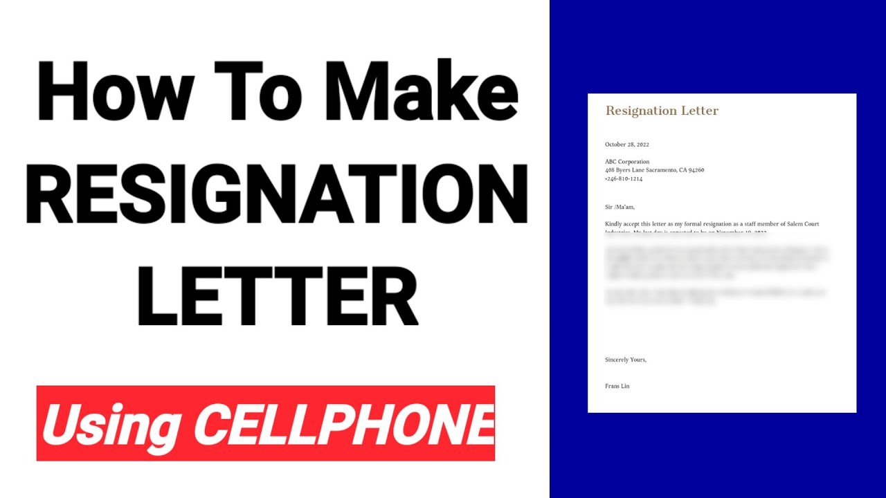 PAANO GUMAWA NG RESIGNATION LETTER GAMIT ANG CELLPHONE - YouTube