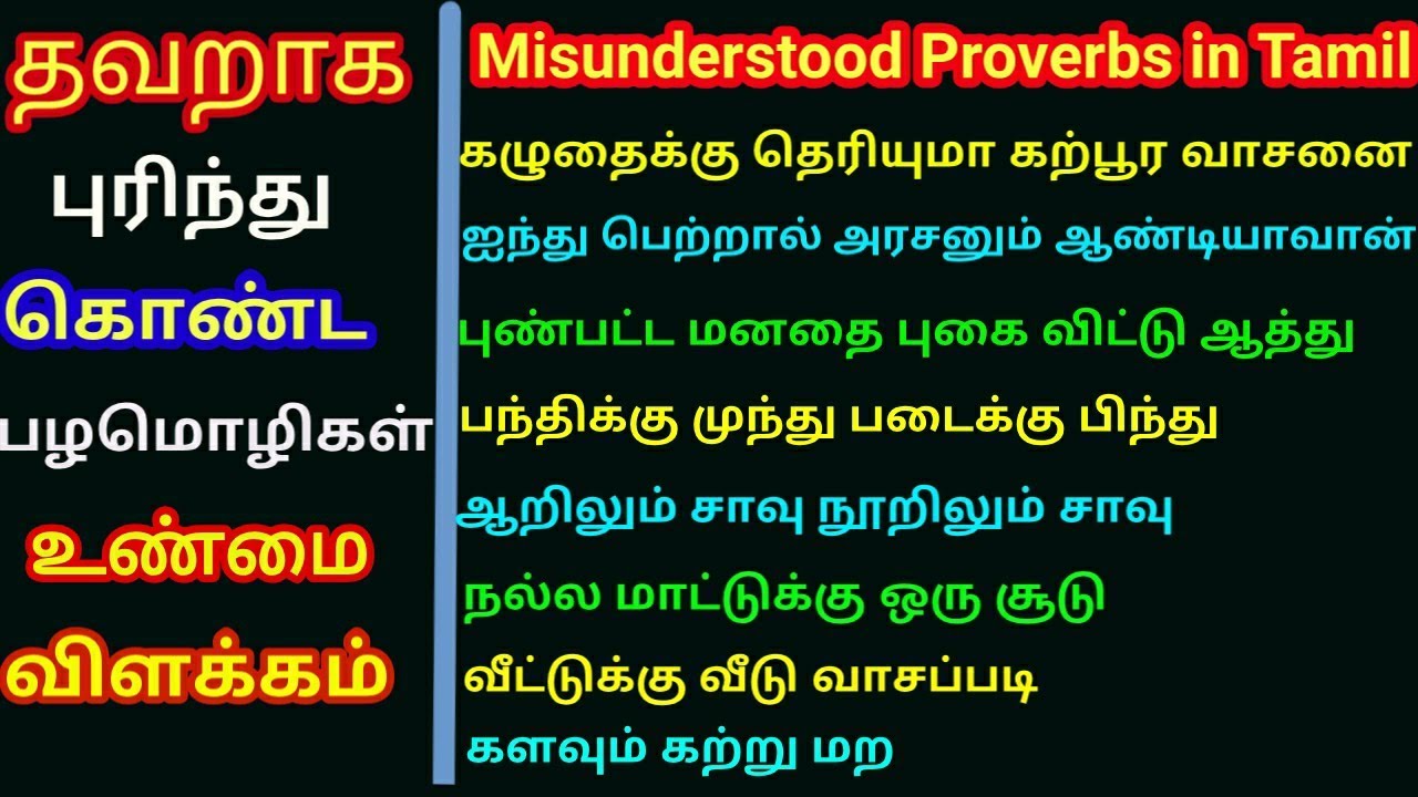 தவறாக புரிந்து கொள்ளப்பட்ட பழமொழிகள் அதன் உண்மையான அர்த்தத்துடன் ...