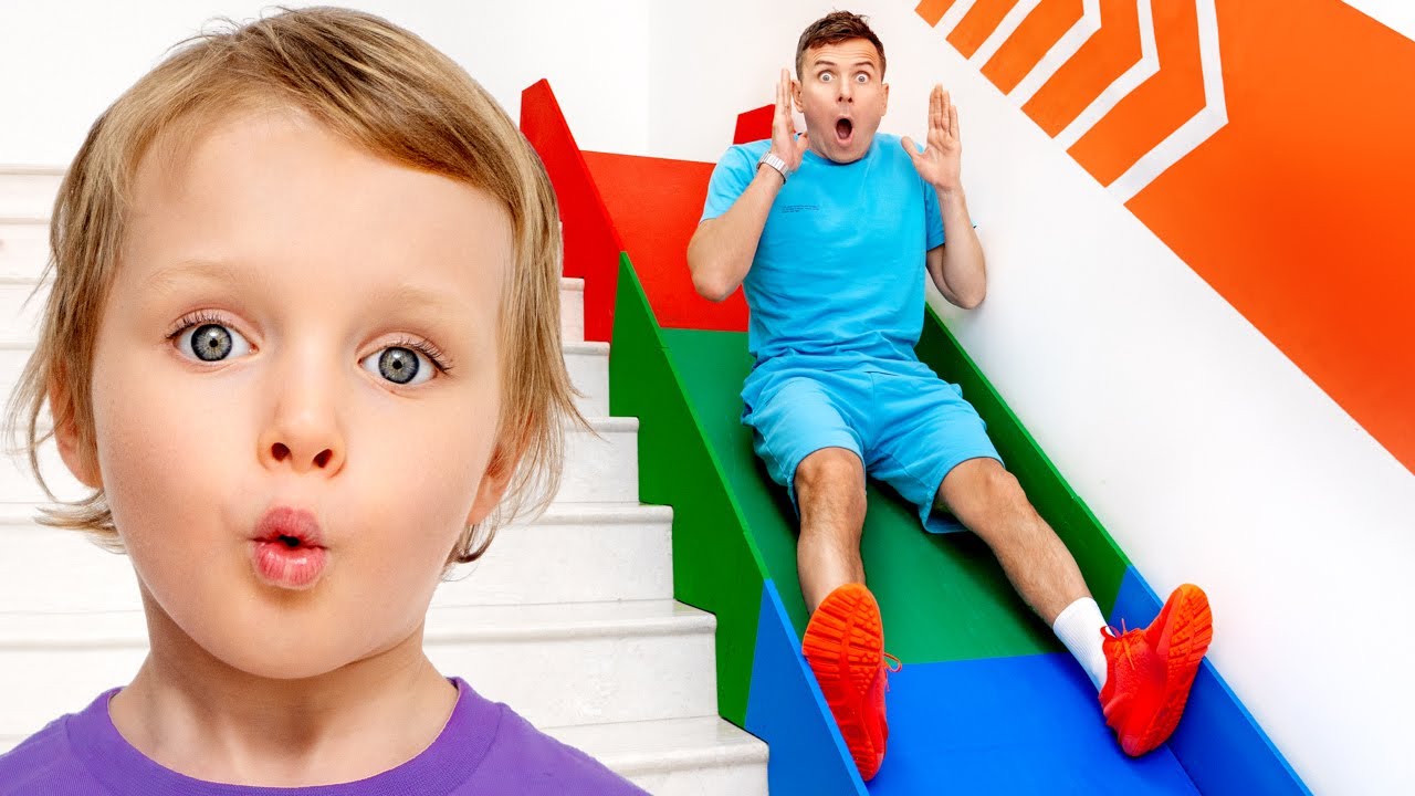 Indoor games on a Stair Slide with Vania Mania Kids - YouTube