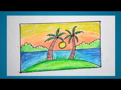 A nice scenery drawing easy way|scenery drawing step by step| - YouTube